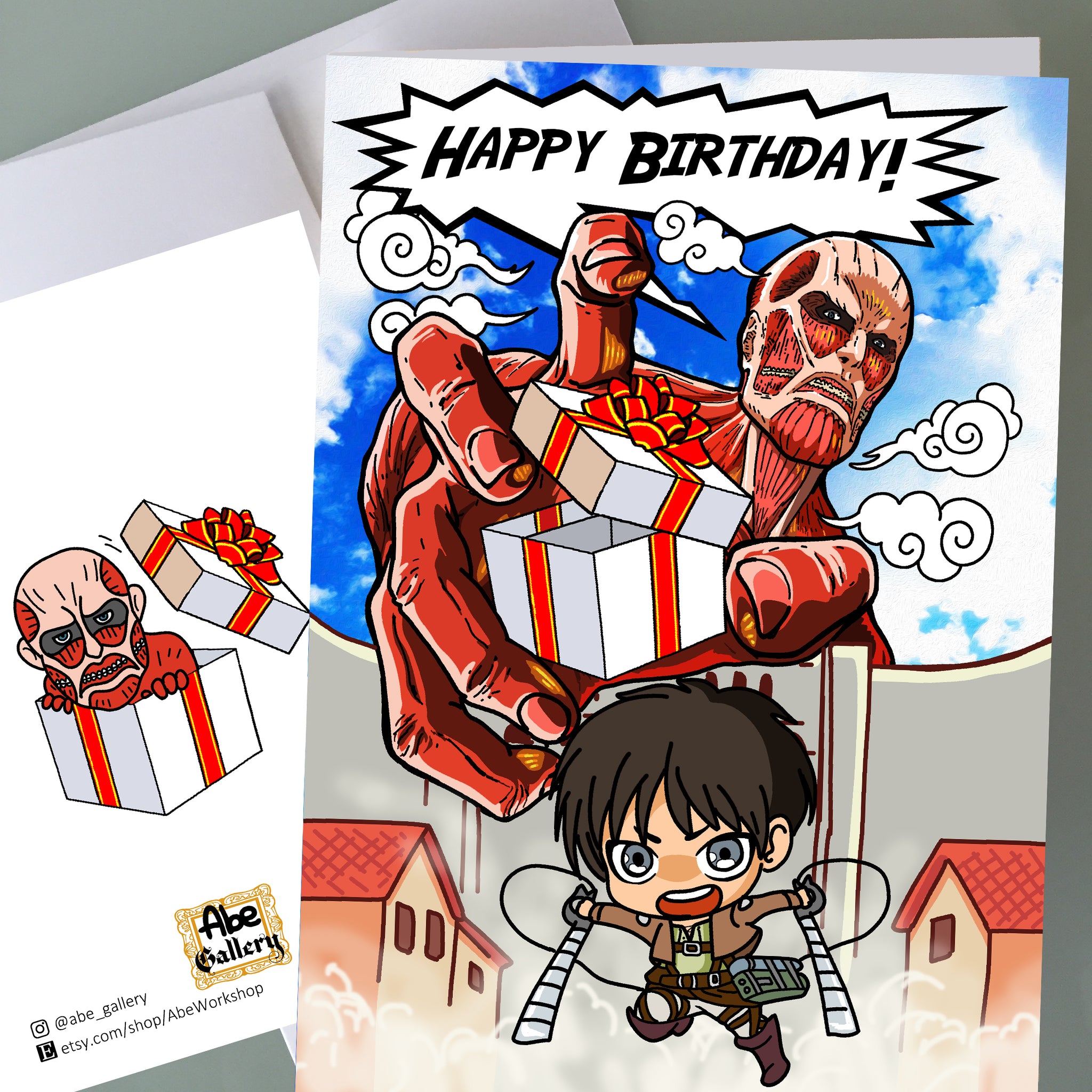 Attack on Titan Birthday Card - Colossal, Funny Anime Birthday Cards ...